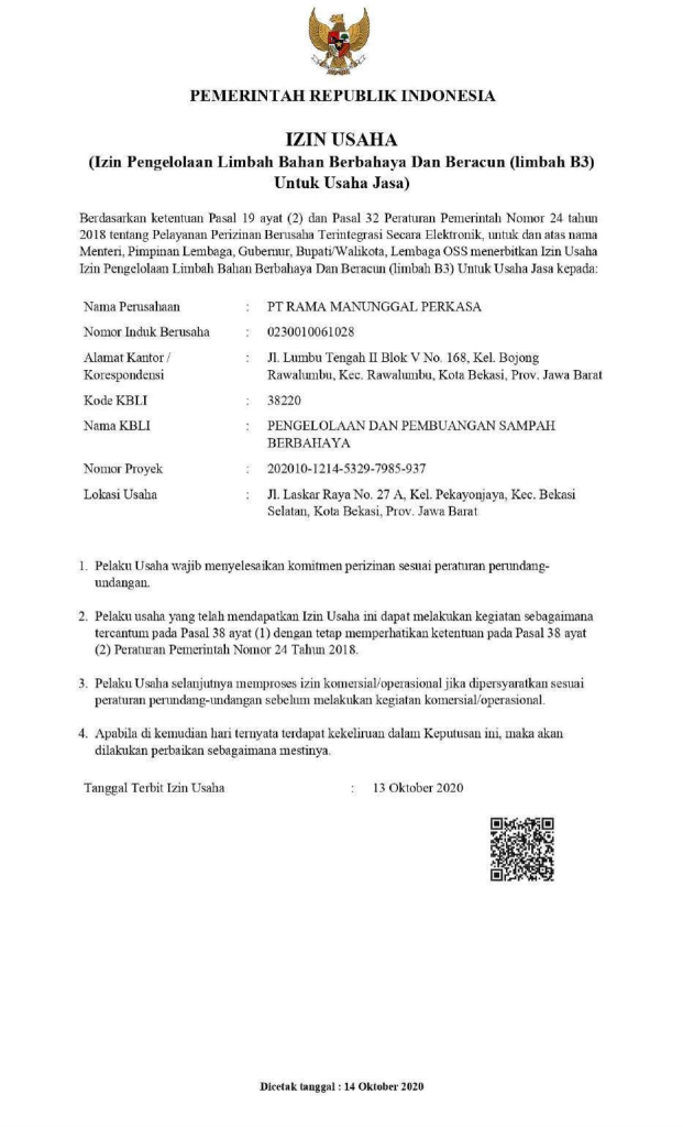 PT Rama Manunggal Perkasa – Sertifikat